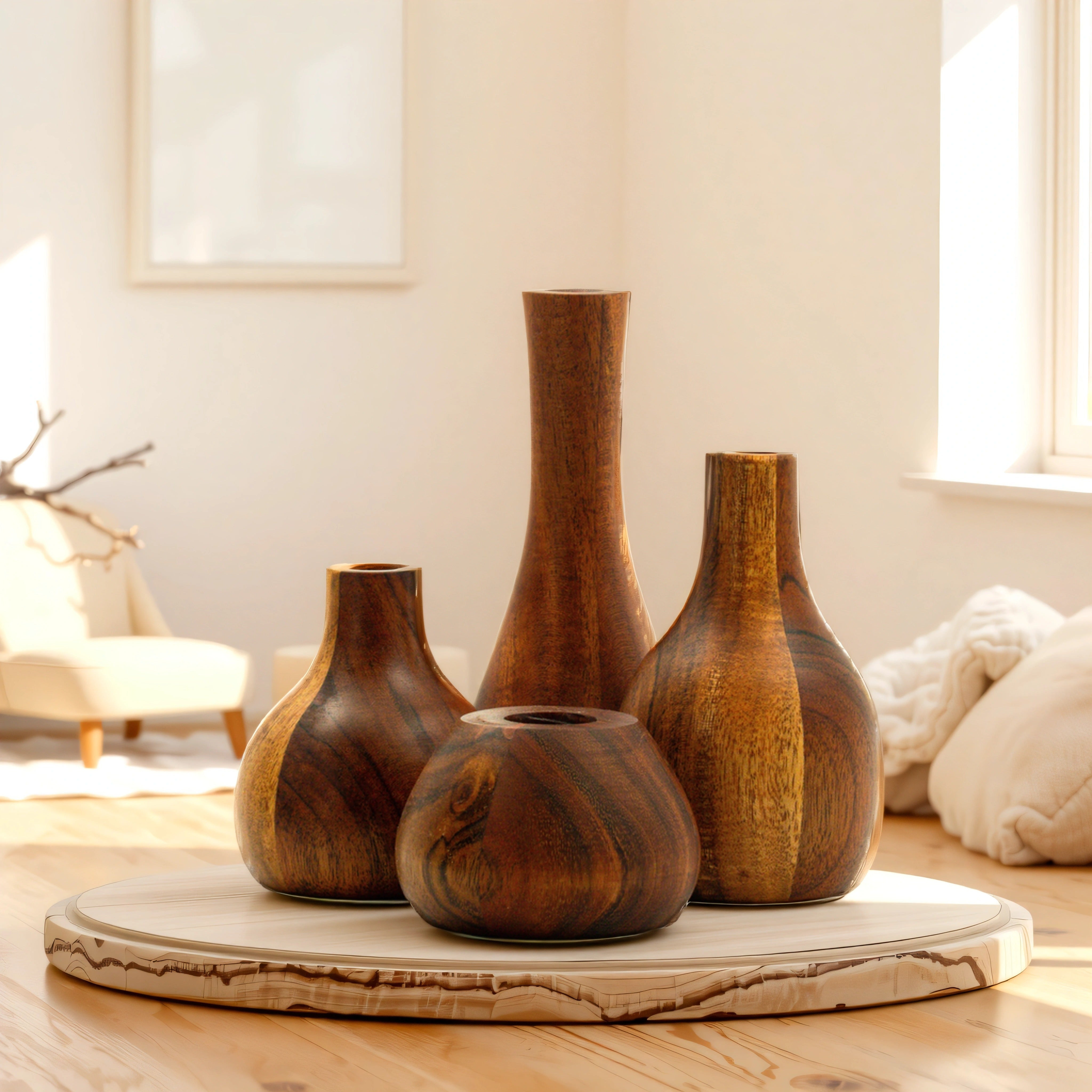 Hand-Carved Wooden Vases - Wooden Curves for Rustic & Minimal Decor ...